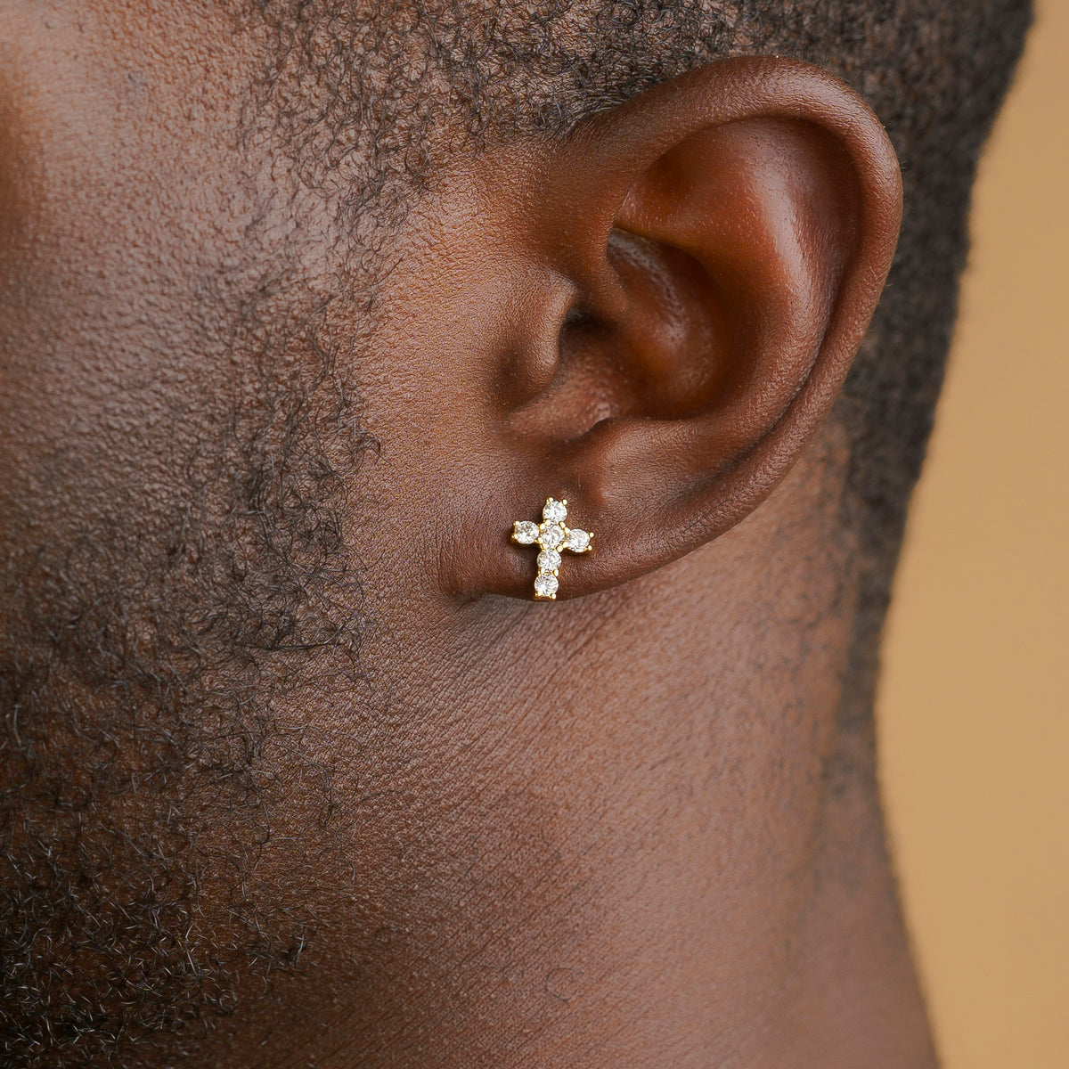 Vermeil Diamond Mini Cross Earrings | The Gold Gods