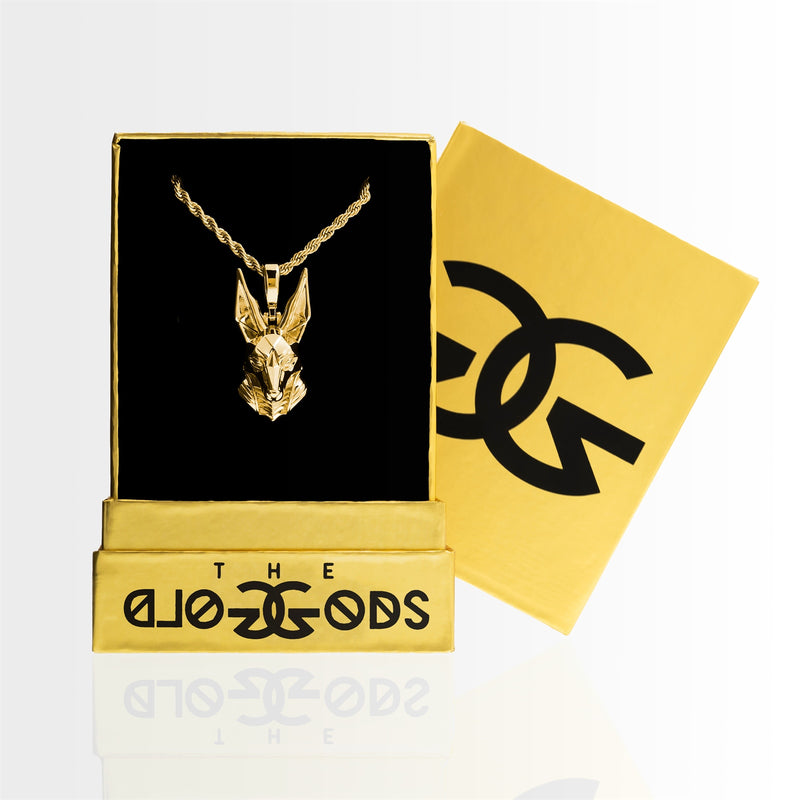 Anubis Necklace Pendant & Rope Chain | The Gold Gods