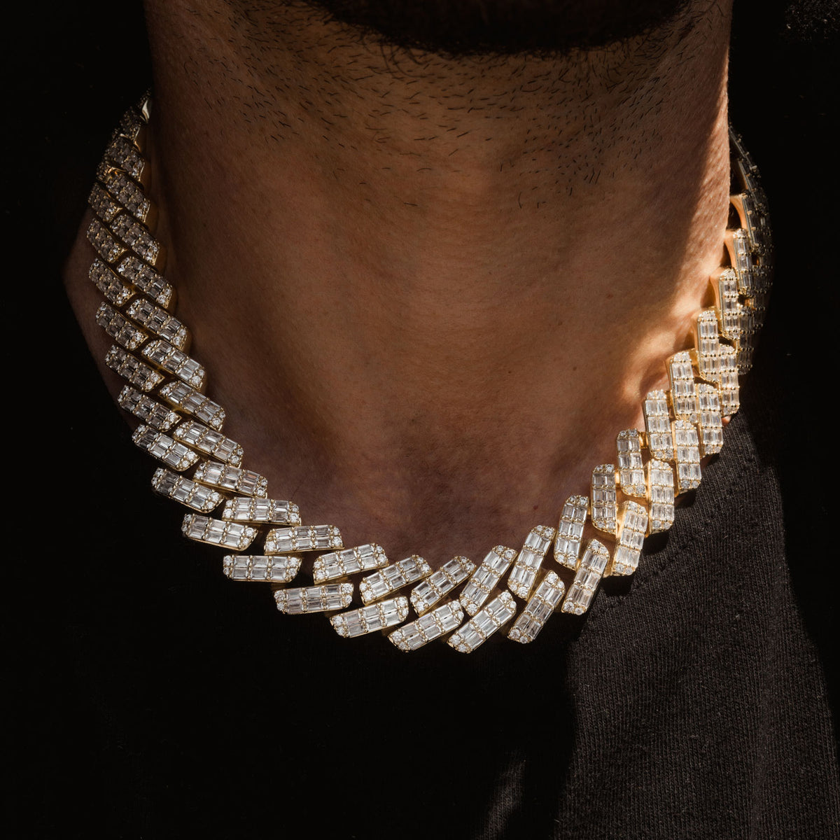 2 Row Diamond Cuban Chain Baguette 18mm | The Gold Gods