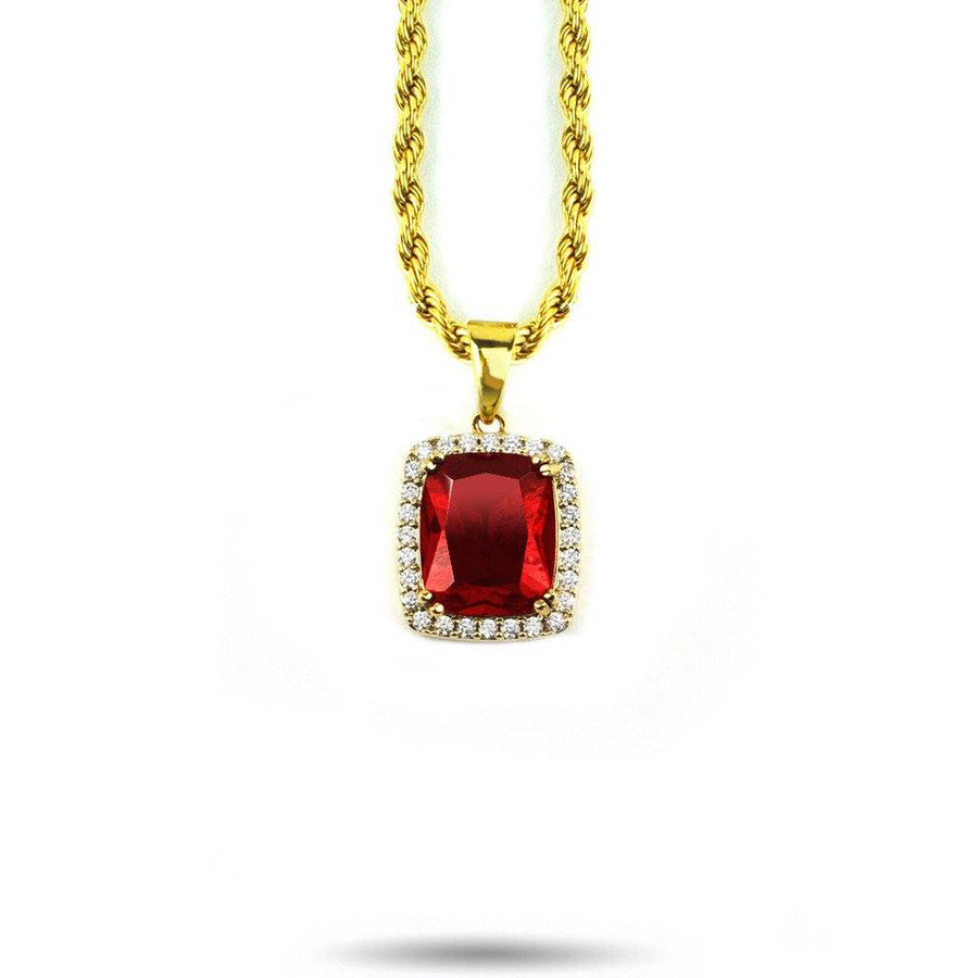 Micro Ruby Necklace Pendant & Rope Chain | The Gold Gods