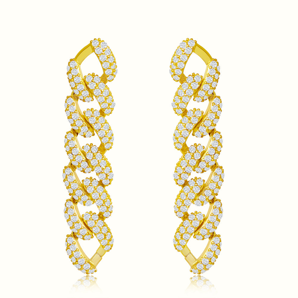 Women's Vermeil Diamond Cuban Earrings | The Gold Goddess – The Gold Gods