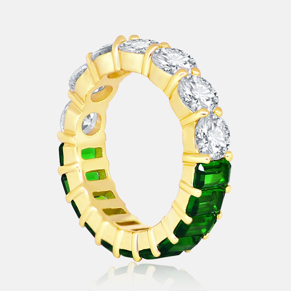 Women's Vermeil Diamond & Green Emerald Ring | The Gold Gods