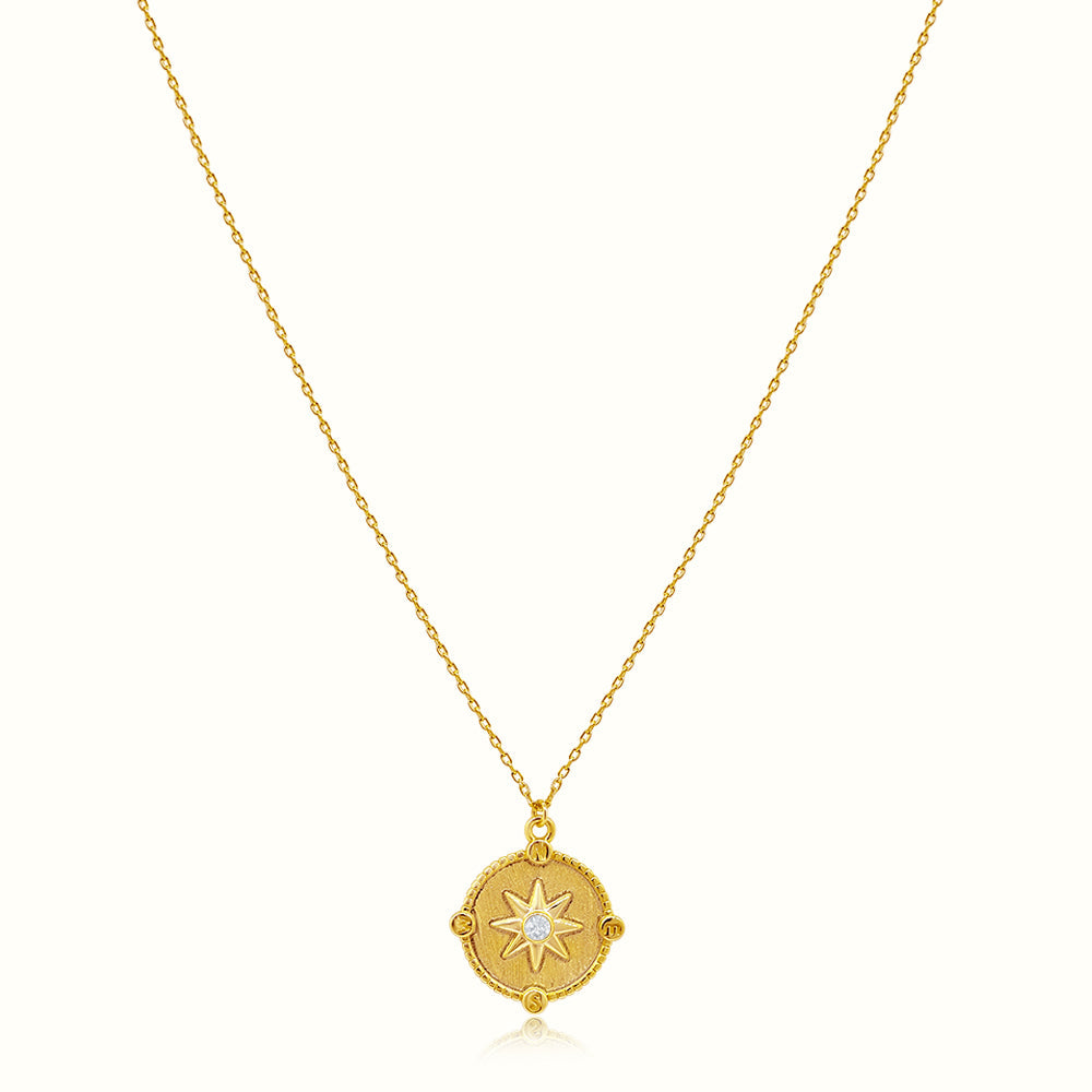 Women's Vermeil Diamond Star Coin Necklace Pendant | The Gold Gods