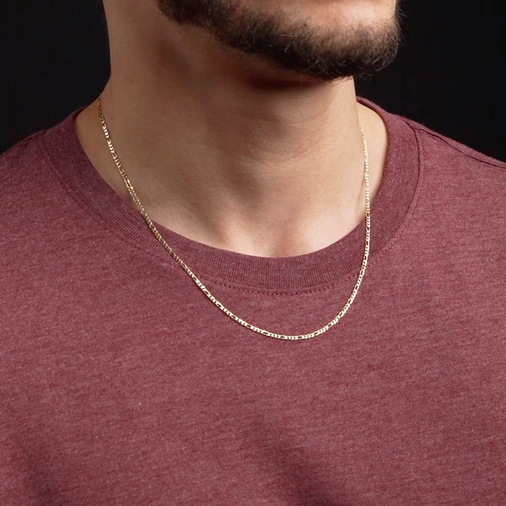 Solid Gold Figaro Chain 2mm | The Gold Gods