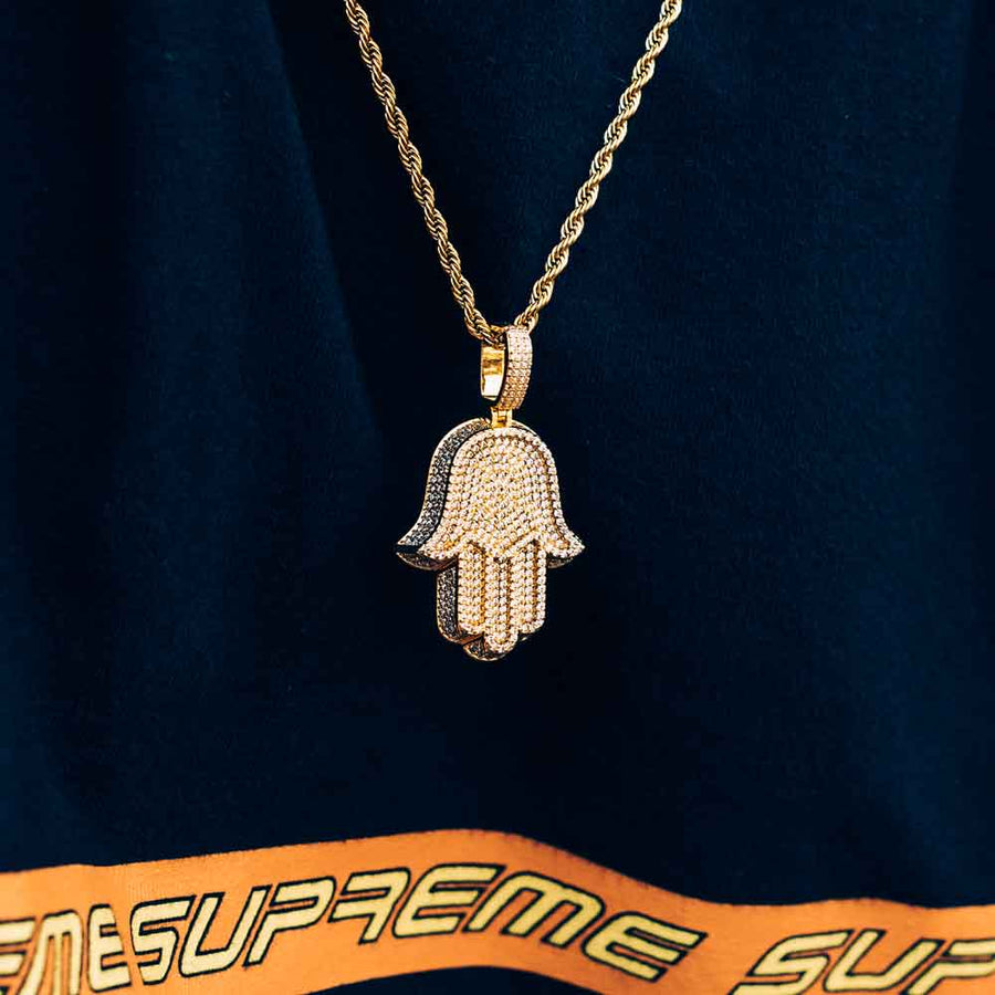 Diamond Hamsa Hand with Rope Chain | The Gold Gods